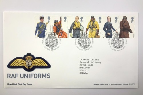 2008 United Kingdom FDC RAF Uniforms From 1918 To 2007 Button Pic Back ...