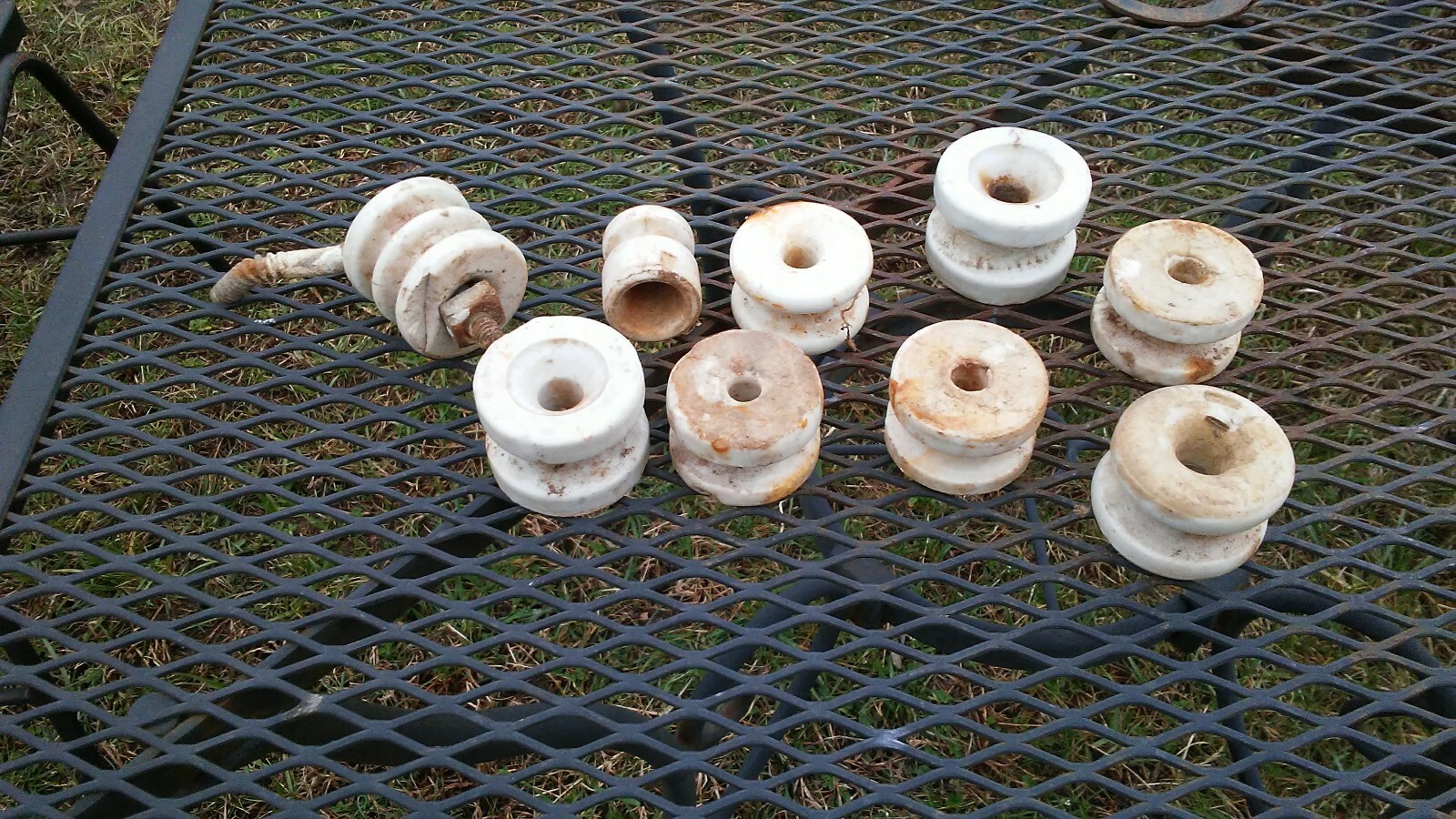 Vintage Set of 9 Small Porcelain Spool Insulators | eBay