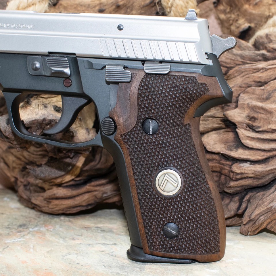 NEW SIG P228 P229 Pistol GRIP METAL LOGO GRIP TURKISH WALNUT WOOD NICE ...