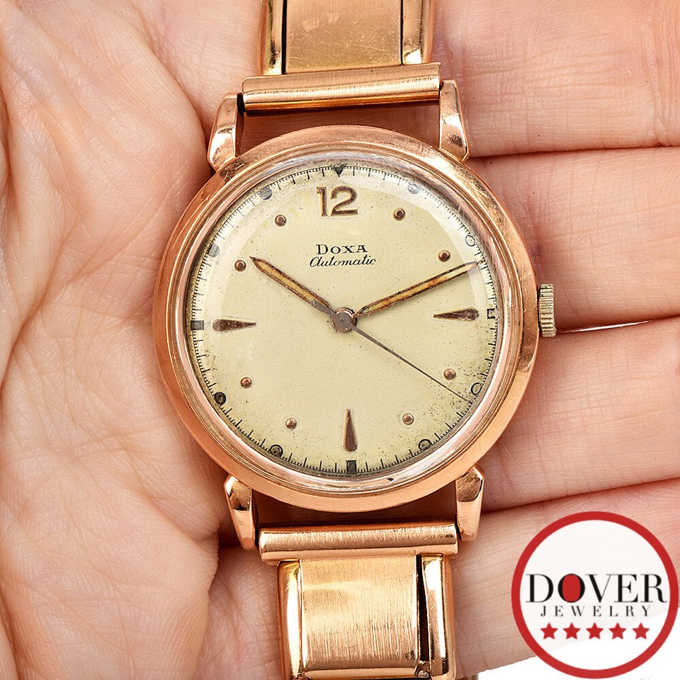 Doxa Expandro 14K Rose Gold 34mm Mens Automatic Watch 61.7 Grams NR | eBay