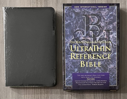 SEALED ~ NIV 1984 Ultrathin Reference Bible ~ BLACK Genuine LEATHER ...