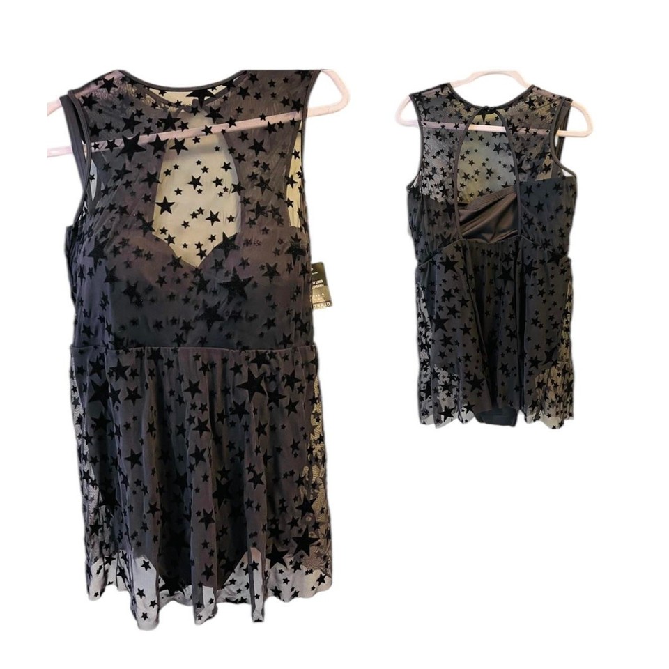 Torrid Size 1 Bra Cup D/DD Star Underwire Short Mesh Overlay Swim Dress ...