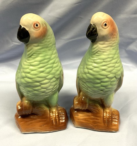 Pair Of Vintage Green Parrot Pottery Bird Figurines Made In Brazil | eBay
