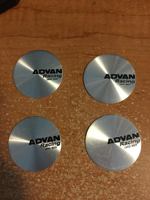 4 PCS BRAND NEW SILVER ADVAN racing Sticker wheel center cap emblem ...