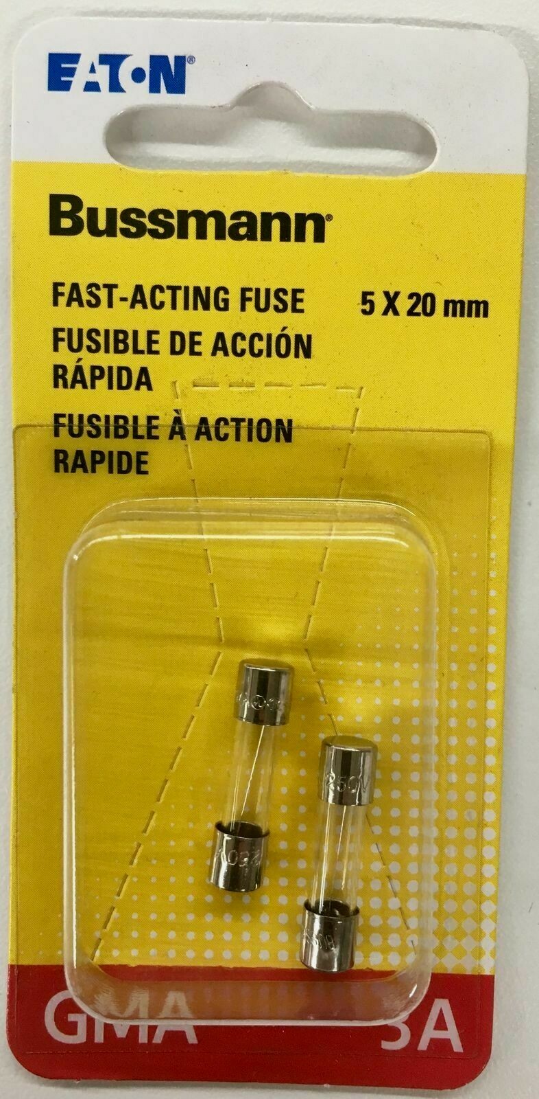 2pk Bussmann Buss 3 Amp 250V Fast-Acting Glass Tube 5 x 20mm Fuse GMA ...