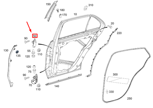 MERCEDES-BENZ GLE W167 Rear Right Door Upper Hinge A1677303210 NEW ...