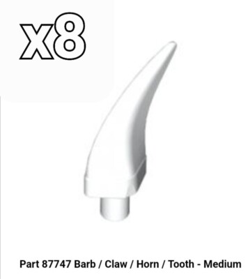 LEGO NEW Parts x8 87747 WHITE Barb / Claw / Horn / Tooth - Medium | eBay