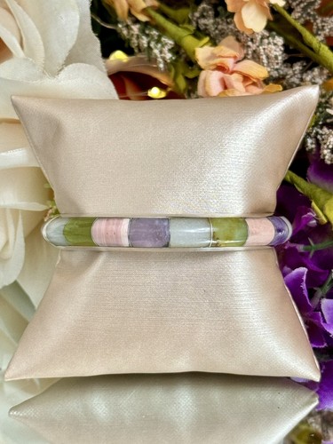 Jay King DTR Sterling Silver Pink Opal Multicolor Jade Cuff Bracelet 7. ...