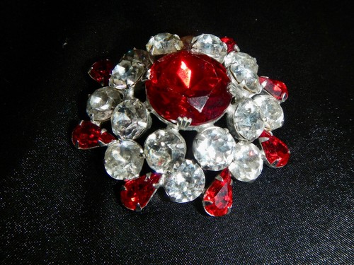 Regency Brooch red and clear rhinestones | eBay