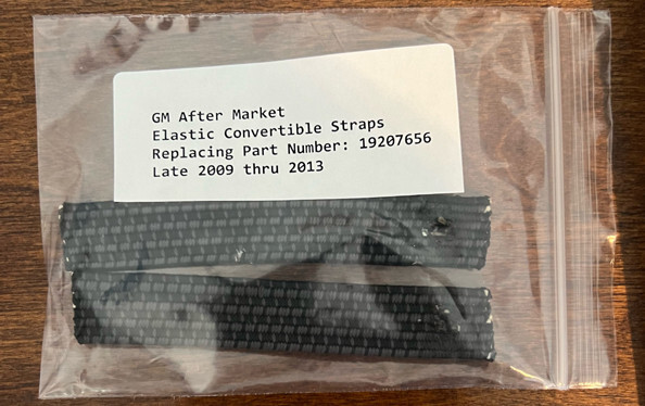 Corvette Convertible Elastic Straps GM PN 19207656 | Rear | Screw-On ...