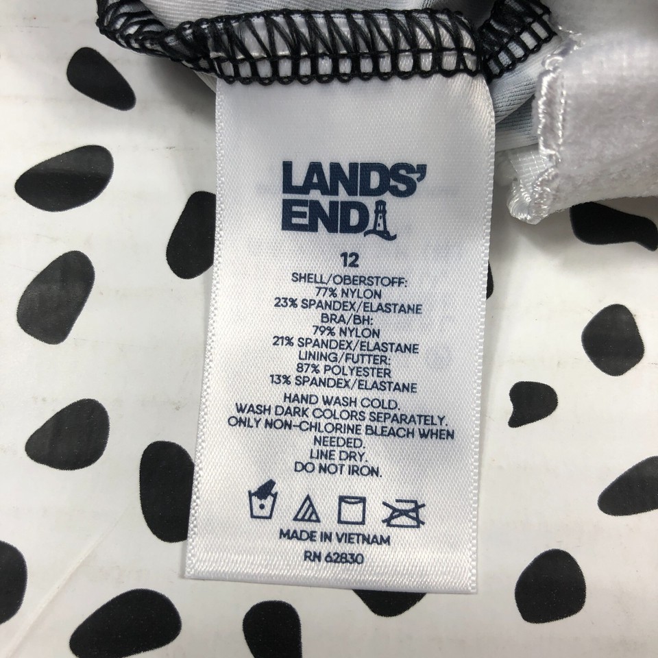 Lands End Black White Diagonal Dot Square Neck Tankini SWIM TOP Reg. 12 ...