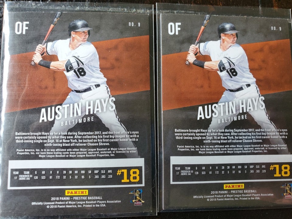 2018 Prestige #9 Austin Hays ROOKIE CARD BALTIMORE ORIOLES RC MINT (2 ...