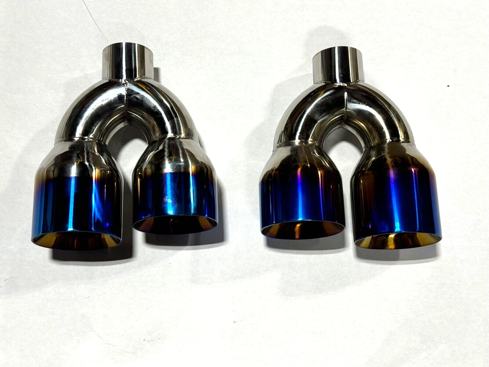 Dual 4" Quad Staggered Burn Style Exhaust Tips Fits Chevy Camaro ...