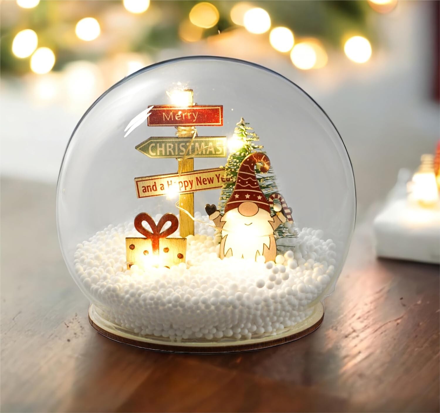 Light Up LED Christmas Snow Globe with Gonk Village Battery Operated ...