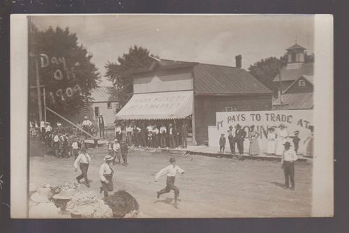 Canton MINNESOTA RPPC 1909 MEN'S RUNNING RACE Main Street nr Harmony ...