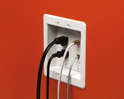 Arlington 2-Gang Recessed TV Box Wall Plate Low Voltage Power LCD TV ...