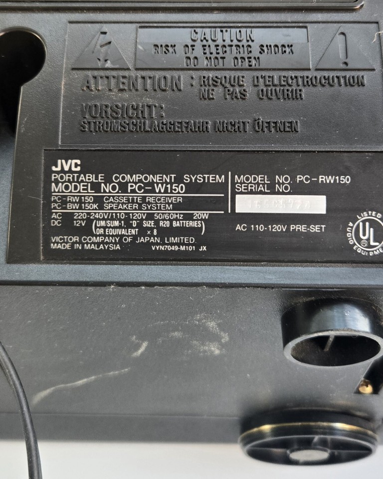 Vintage JVC PC-W150 4 Band Super Bass Horn Dual Cassette Boombox Tested ...