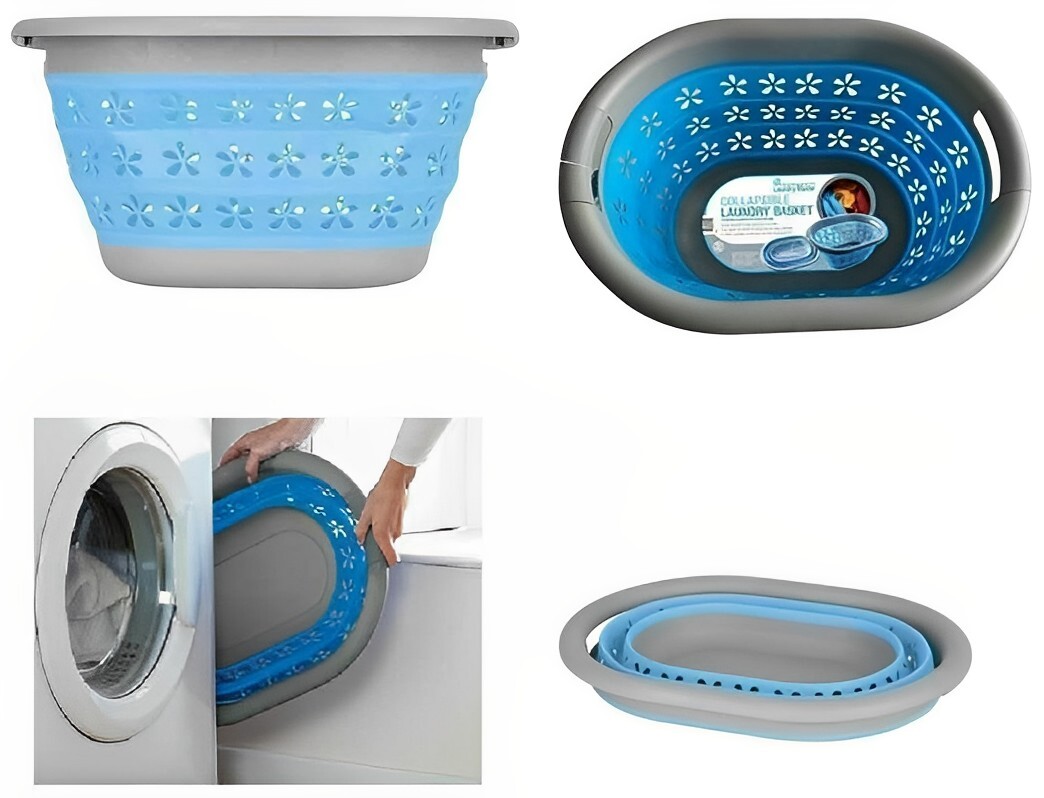 Collapsible Folding Laundry washing Basket storage Space Saving Cloth ...