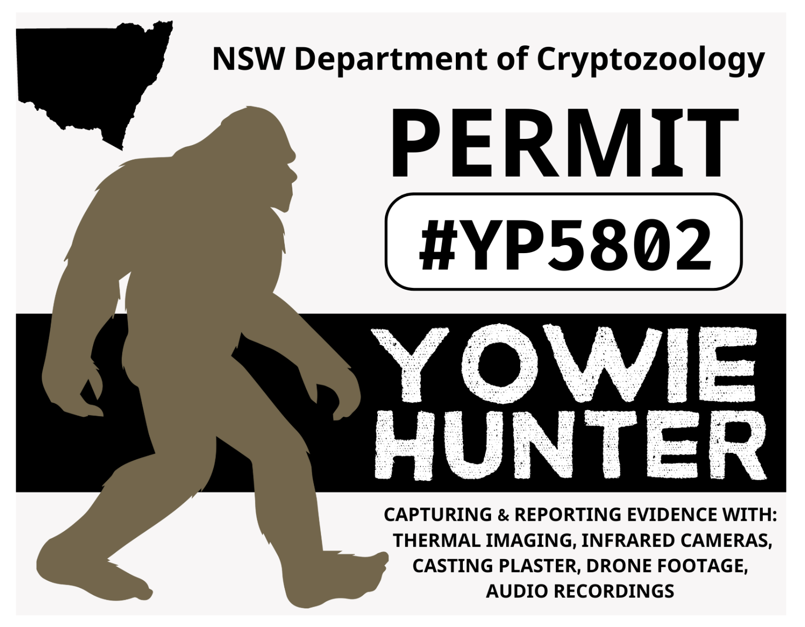 NSW YOWIE HUNTER PERMIT Glossy Vinyl Sticker NEW New South Wales ...