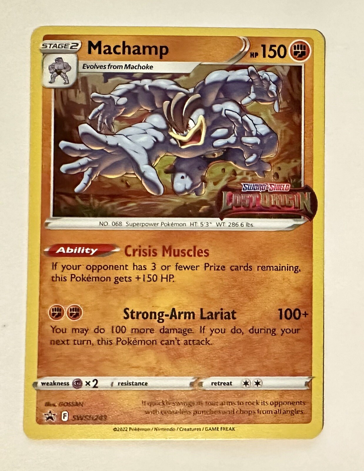 Machamp HOLO SWSH243 - Lost Origin Pre-Release Promo - Pokémon TCG NM ...