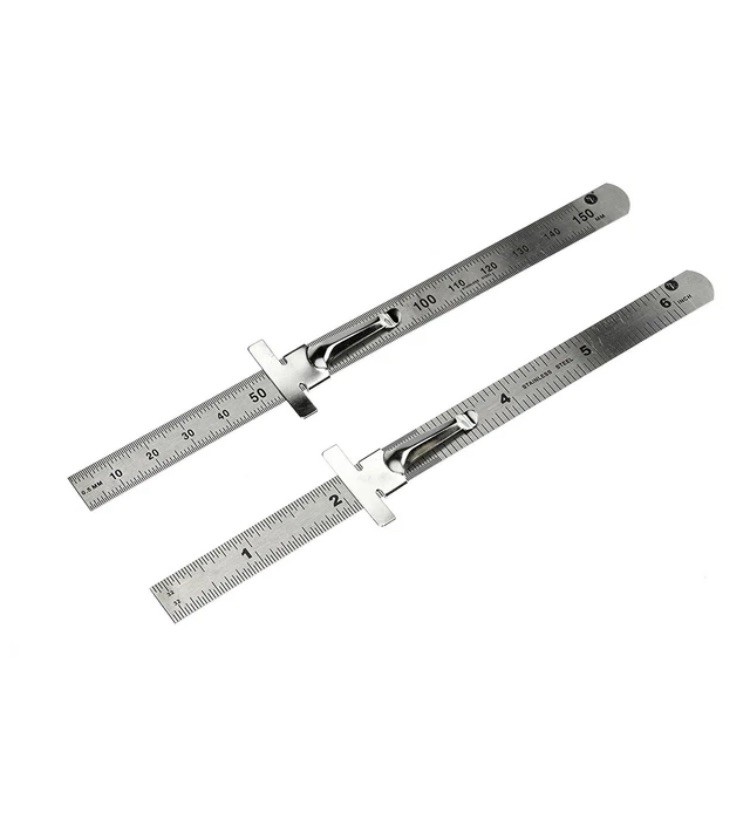 2pc 6" Stainless Steel Pocket Measuring Ruler with Clip Metric & SAE 1/ ...