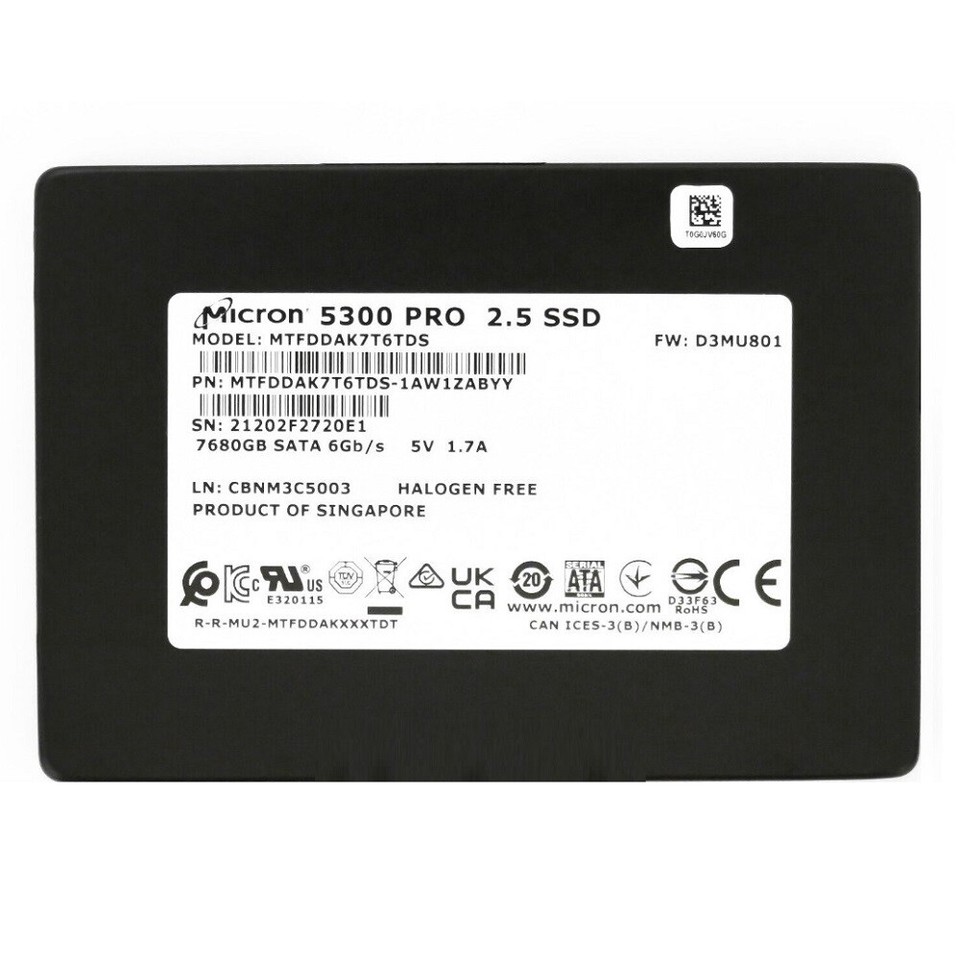Micron 5300 PRO 7.68TB 2.5" SATA 6Gb/s MTFDDAK7T6TDS-1AW1ZABYY Solid ...