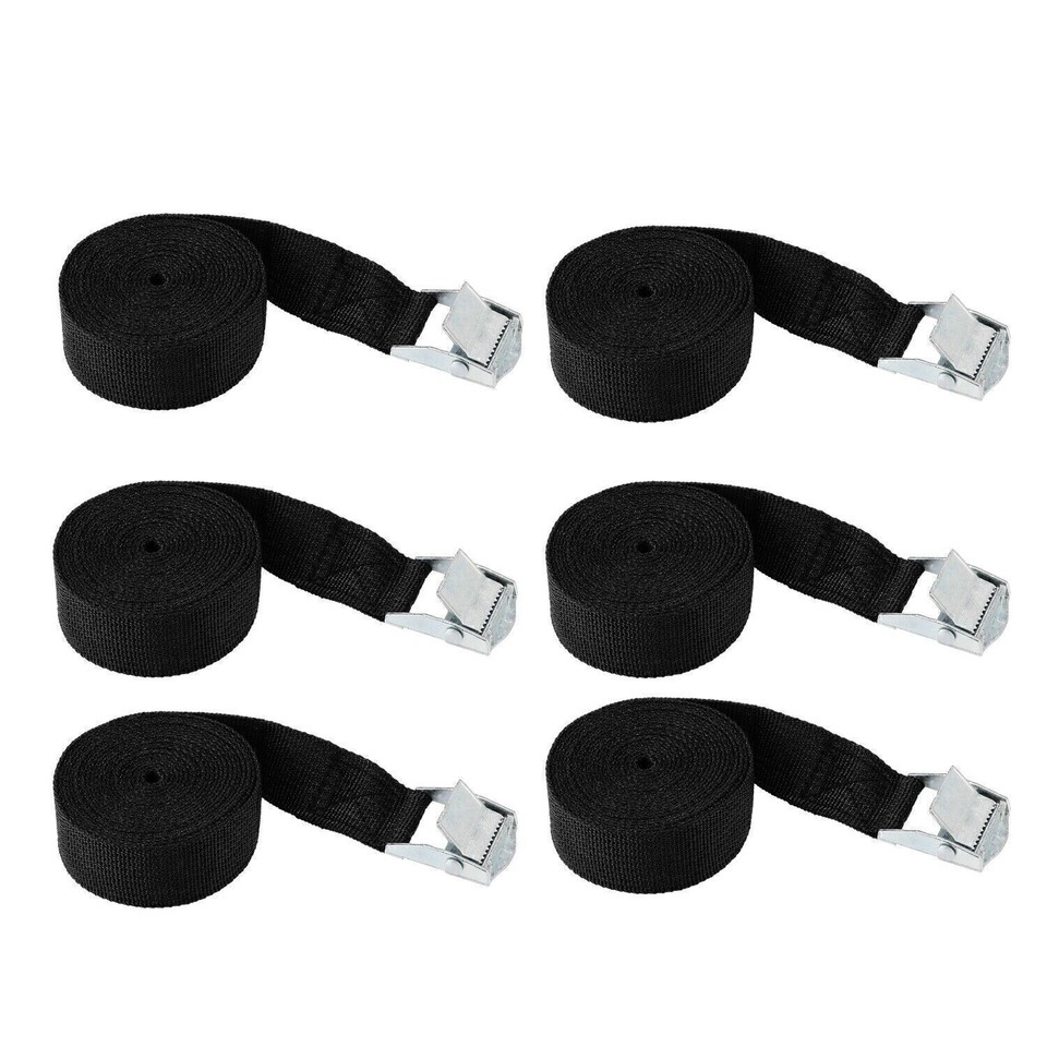6 x Heavy Duty Ratchet Tie Down Straps Car Roof Rack Belts Quick ...