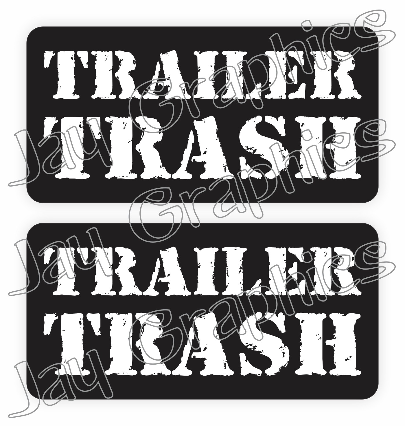 (Pair) TRAILER TRASH Hard Hat Stickers / Funny Construction Quotes ...