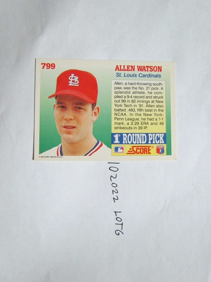 1992 Score Allen Watson signed Baseball Card | eBay