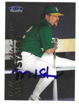 Signed MATT STAIRS 1999 Fleer Tradition Oakland A's Card #269 w/Show ...