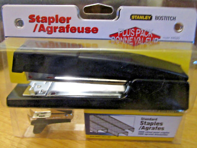 STANLEY BOSTITCH STAPLER PLUS PACK w/Staples & Remover - B440 - BLACK ...
