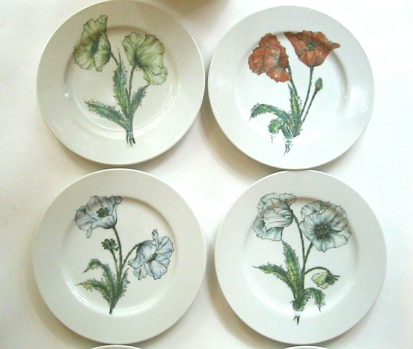 Taste Setter Collection Set 6 Plates Salad/Dessert Multicolored Flowers ...