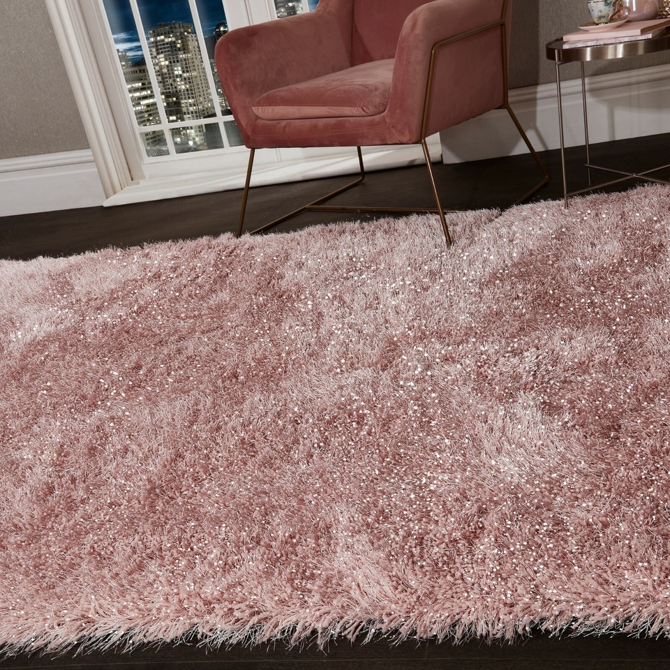 Shaggy Rug SHIMMER SPARKLE GLITTER 5.5cm Thick Soft Pile Large Living ...