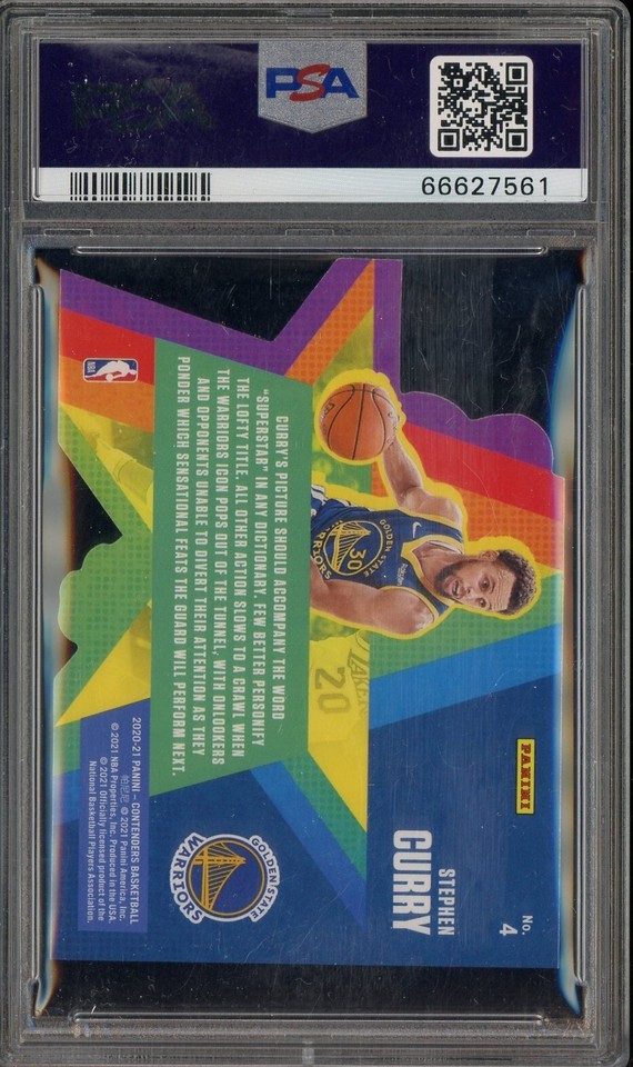2020 Contenders Superstar Die-Cut #4 Stephen Curry Warriors PSA 10 GEM ...