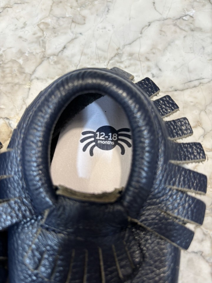 Itzy Ratzy Baby Leather Blue Shoes Hippy Style Blue Size 12-18 Spider ...
