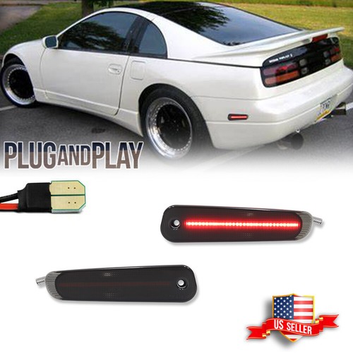 2x Smoked Red LED Rear Bumper Side Marker Lights For 1990-1996 Nissan ...