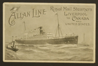 Allan Line Trade Card 5.5" Royal Mail Steamers Ticket Prices to Canada ...