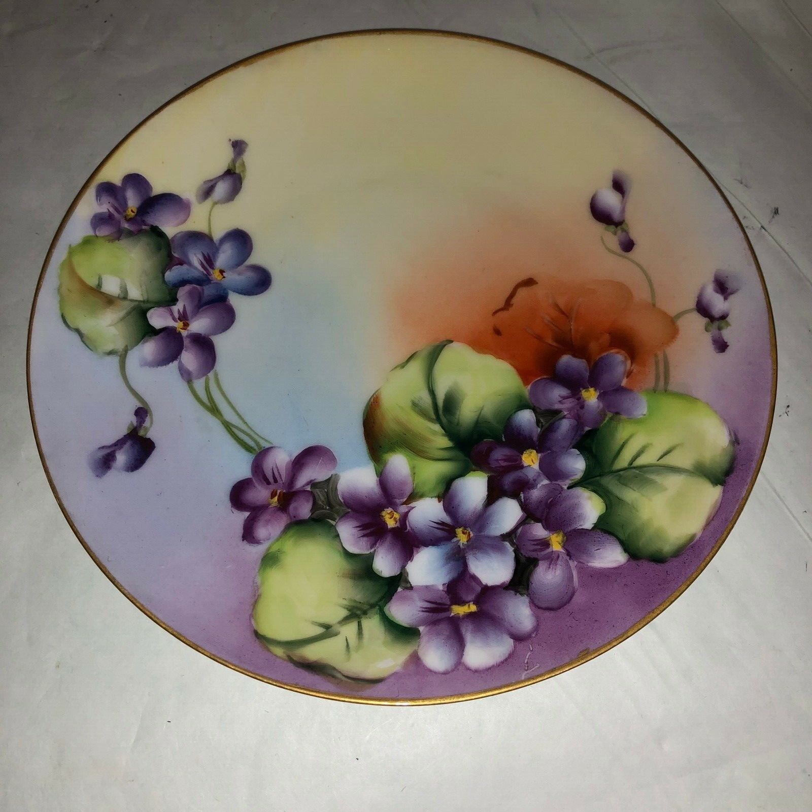 Vintage Hand Painted Purple Violet Porcelain Plate PNT Bavaria 7 3/4 ...