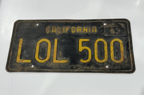 Vintage Estate 1963 California Black License Plate 1960s LOL RARE ...