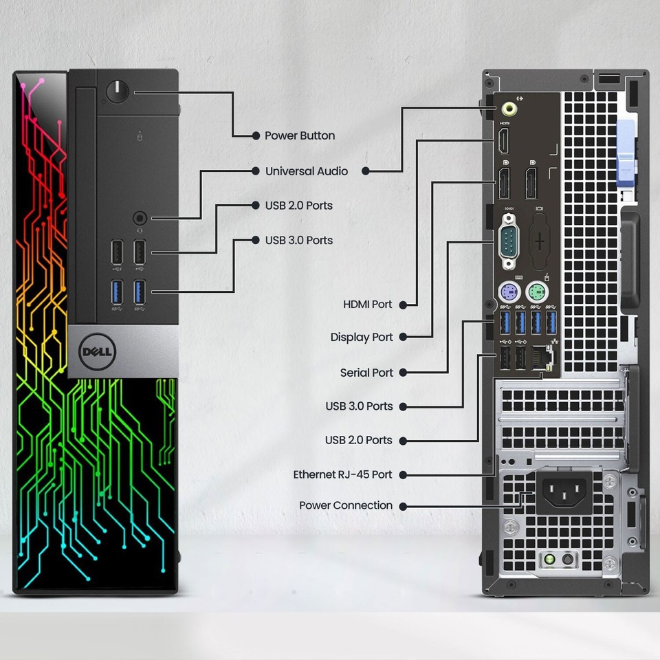 Dell 7040 SFF Intel i5 Desktop Computer 16GB Ram 256GB SSD Wi-Fi RGB ...