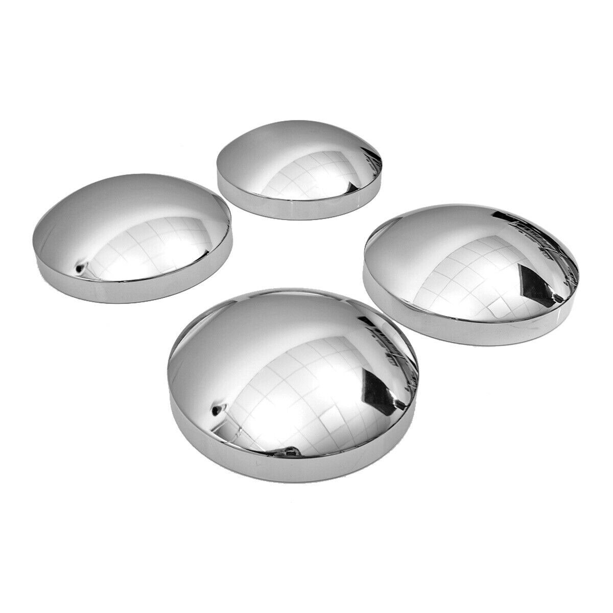 4PCS Chrome Metal 8" Hub Caps - Dome Semi Truck Rear Wheel Covers Set ...