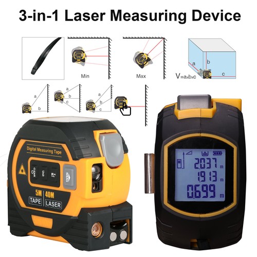 ALL-IN-ONE Laser Tape Measure, Laser Level, Tape, Distance Measuring ...