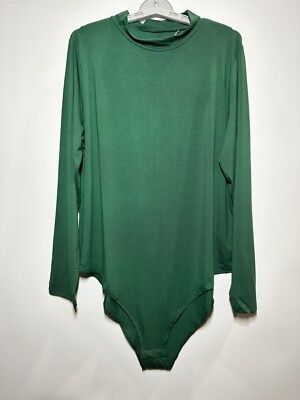 Women's Plus Size Turtleneck Bodysuit - A New Day Green 3X | eBay