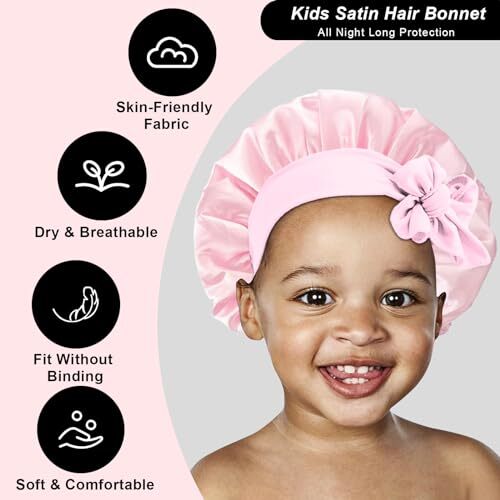 3 Pcs Kids Silk Bonnet for Sleeping - Baby Hair Bonnet for SleepingKids ...