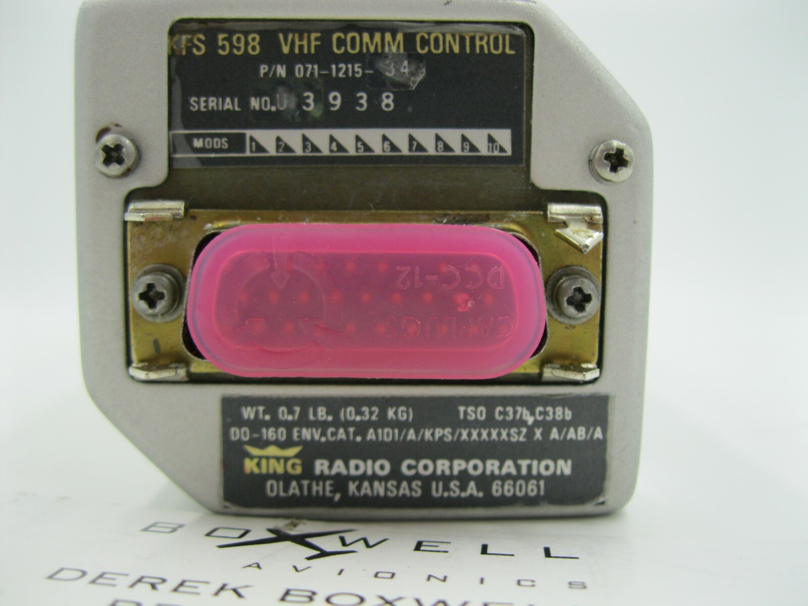 Bendix King KFS-598 Com Controller 071-1215-34 Inspected dual 8130 | eBay