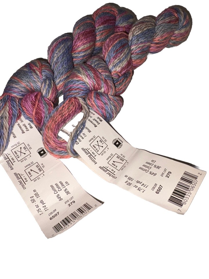 Berroco Linsey Yarn COTTON-LINEN Blend 2-Hank-Lot EACH 1.75 Oz ...