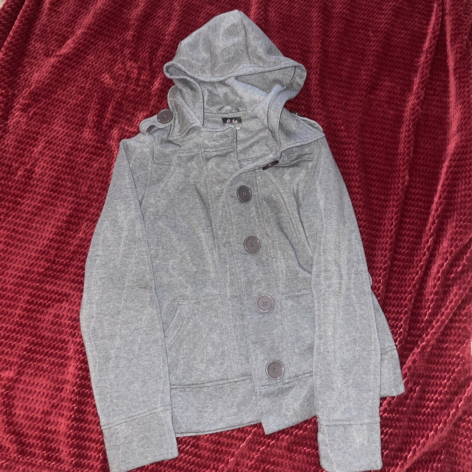 Junior Gray Hooded Short Casual Jacket Medium | eBay