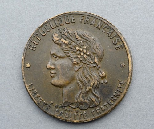 French Token. Woman Marianne Female 1870. Art Nouveau. Bronze Medal. By ...