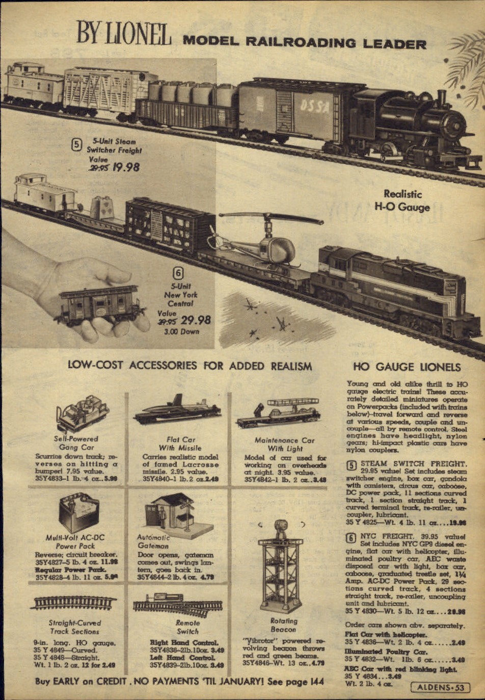 1959 PAPER AD Lionel HO Gauge Electric Train Handy Andy Tool Set Camp ...