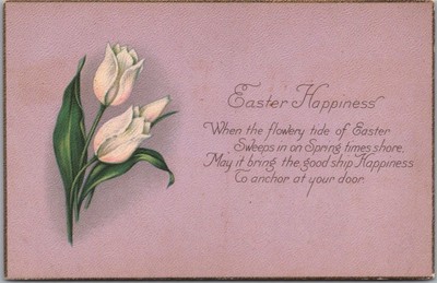 Vintage 1927 EASTER Postcard Tulip Flowers "Easter Happiness" / STECHER ...